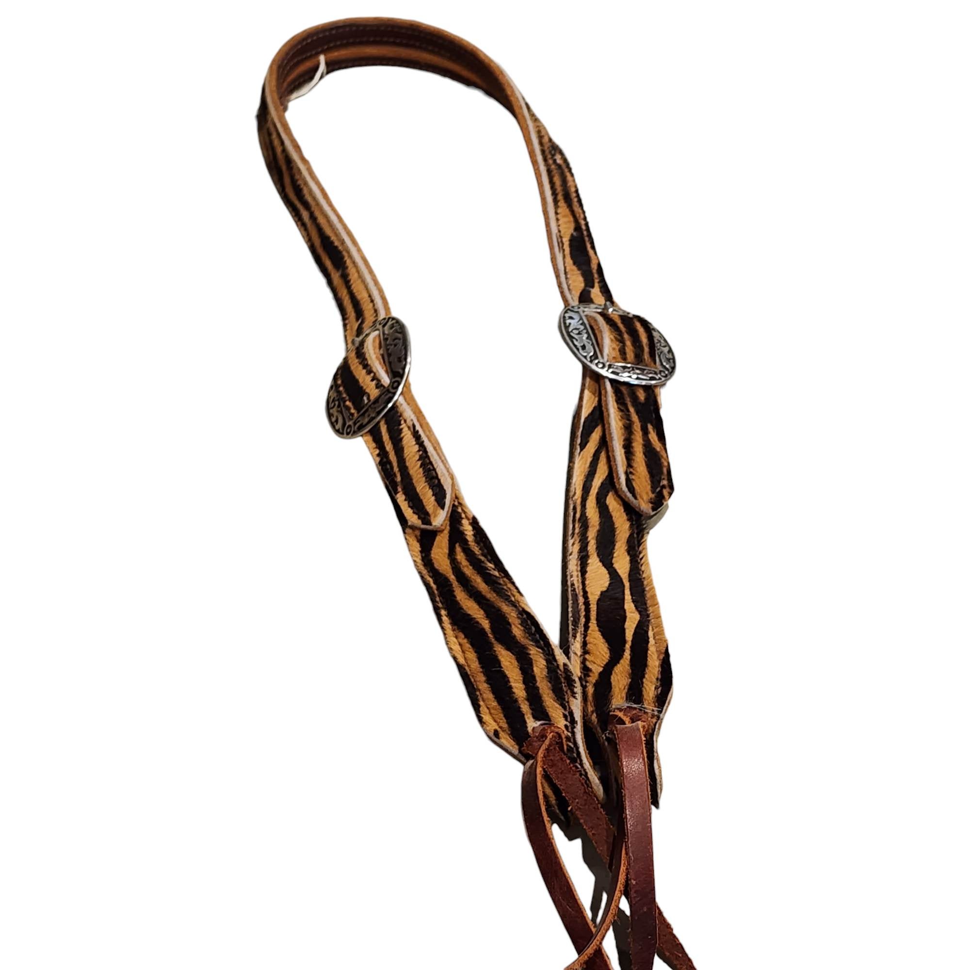 Headstall with Tiger Pattern Hair | Katy's Corral, LLC (Square)